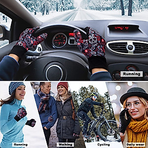 RYMNT Winter Gloves with Touch screen, Lightweight Texting Thermal Gloves with Anti-Slip, Water Resistant for Workout, Hiking, Running, Cycling, Driving, Outdoor Camping and Daily Working.Skull-Medium