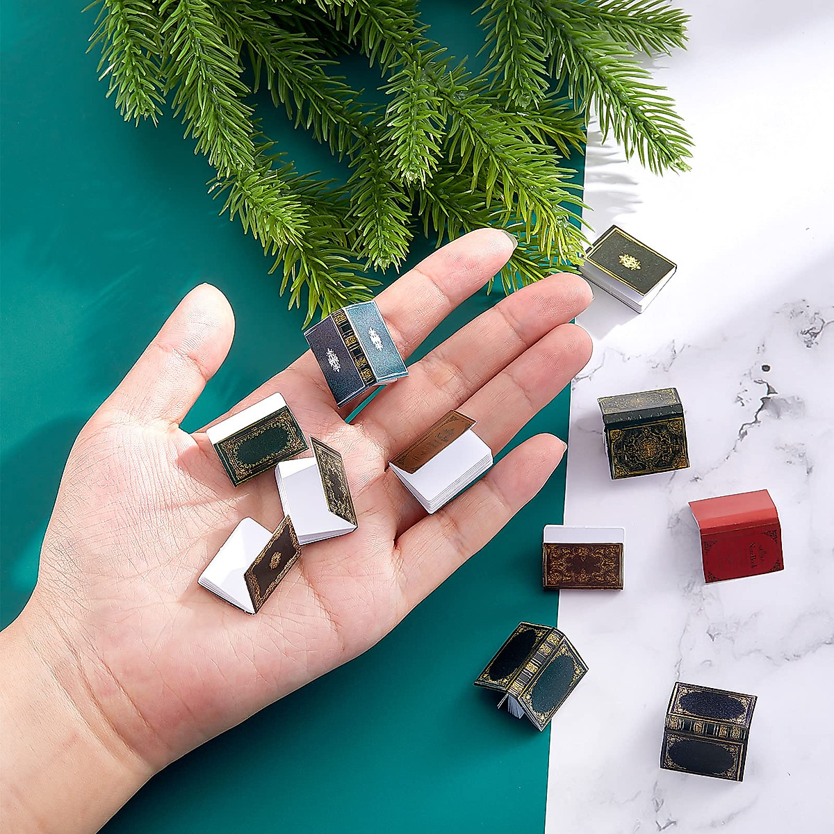 Skylety 24 Pieces 1:12 Scale Miniatures Dollhouse Books Assorted Miniatures Books Dollhouse Mini Books Dollhouse Decoration Accessories Doll Toy Supplies for Christmas Pretend Play(Classic Style)