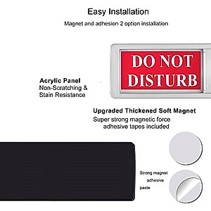 Privacy Sign - Do Not Disturb / Welcome Sign for Home Office Restroom Conference Hotel Hospital, Non-Scratch Magnetic Slider Door Indicator Sign Tells Whether Room Vacant or Occupied (Silver)