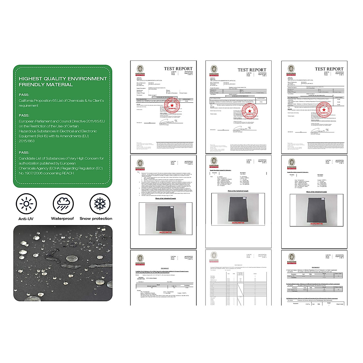 F&J Outdoors Waterproof Patio Chaise Lounge Covers 79Lx30Wx30H inches Heavy Duty UV Resistant Eco-friendly Fabric Outdoor Lounge Chair Covers, 2 Pack,Grey