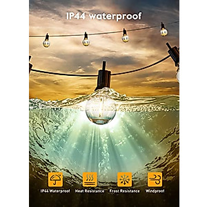 Brightown Outdoor Led String Lights with Remote108Ft(98+10) Patio Lights for Outside with 52 Shatterproof Bulbs(2 Spare), Waterproof Hanging Lights for Backyard Bistro Garden Cafe, E12 Socket