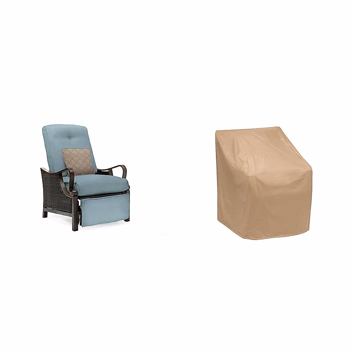 Hanover Ventura Outdoor Patio Recliner with Protective Covers Oversized Wicker Chair Cover