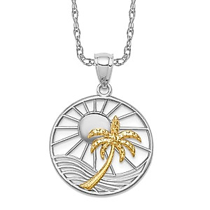 IceCarats 14K Two Tone Gold Sunset Necklace Charm Pendant 26mm Only