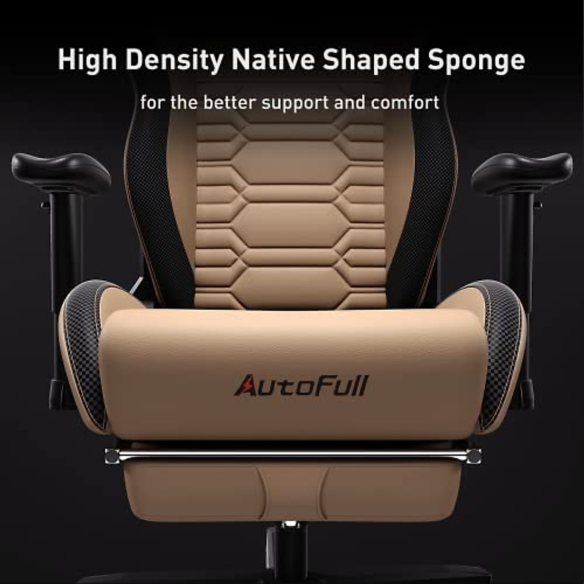 AutoFull C3 Gaming Chair Office Chair PC Chair with Ergonomics Lumbar Support, Racing Style PU Leather High Back Adjustable Swivel Task Chair with Footrest (Brown)