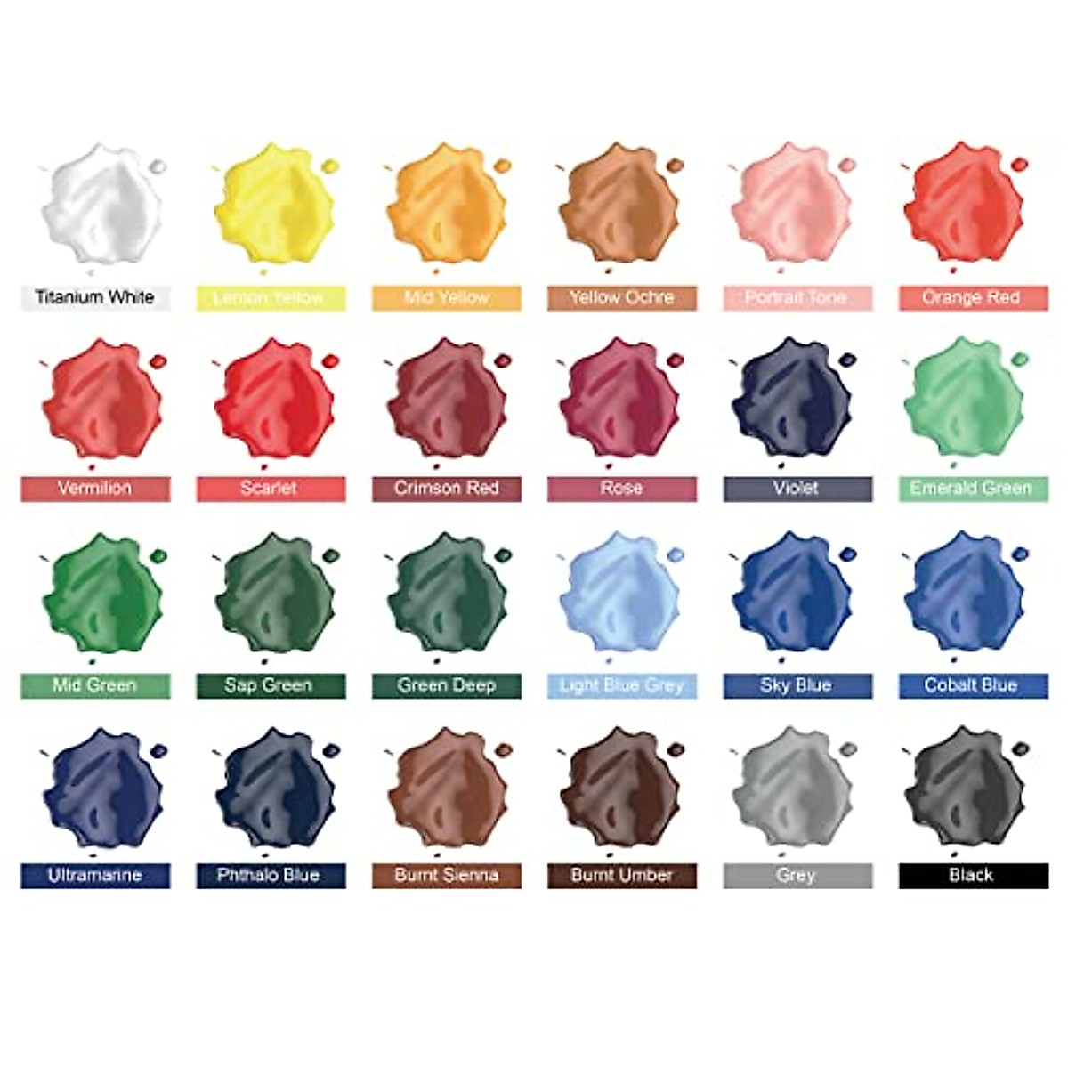 Acrylic Paint Set 24 Colors Craft Paints in Tubes with 10 Art Brushes Rich Pigment for Artists Beginners Kids Painting on Canvas Wood Fabric Crafts, 36ml/Tube