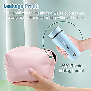 WTJMOV Mini Electric Tea Kettle, Travel Electric Kettle Stainless Steel Fast Boiling, Auto Shut-off 350ML Portable Tea Maker for Offices, Dorms, Travel and More