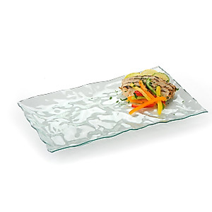 zappy 5 Pack Rectangle Heavy Duty Plastic Serving Tray 8.5" x 13.5" White Serving Platters Food Tray Decorative Serving Trays Wedding Platter Party Trays White