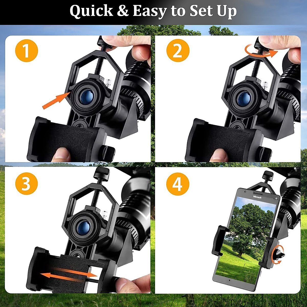 ToopMount Universal Smartphone Adapter Cell Phone Adapter Mount, Compatible Binocular Monocular Spotting Scope Telescope Microscope, Astronomical Telescope, for Record Nature World Black