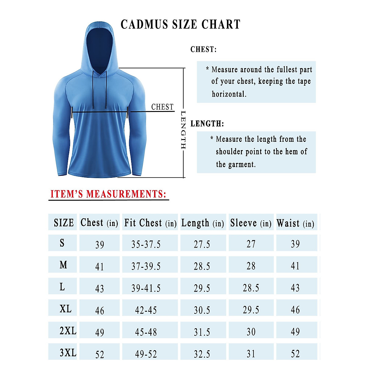 CADMUS Men's Workout Long Sleeve Fishing Shirts UPF 50+ Sun Protection Dry Fit Hoodies,1 Pack,096,White,Large