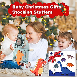 Richgv Baby Books Toys 0-6-12 Months, Baby Boy Gifts Touch and Feel Crinkle Books with Dino Doll, Newborn Infant Toys 6-9-12 Months, Carseat Toys Shower Gifts Baby Valentines Gifts Stocking Stuffers