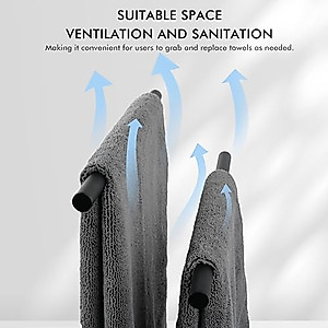 WISATO - Free Standing Towel Rack for Bathroom - Stand Alone 2 Tier Stainless Steel Towel Rack for Bathroom Floor with Heavy Marble Base & Matte Black Finish - Double T Shape Drying Stand for Towels