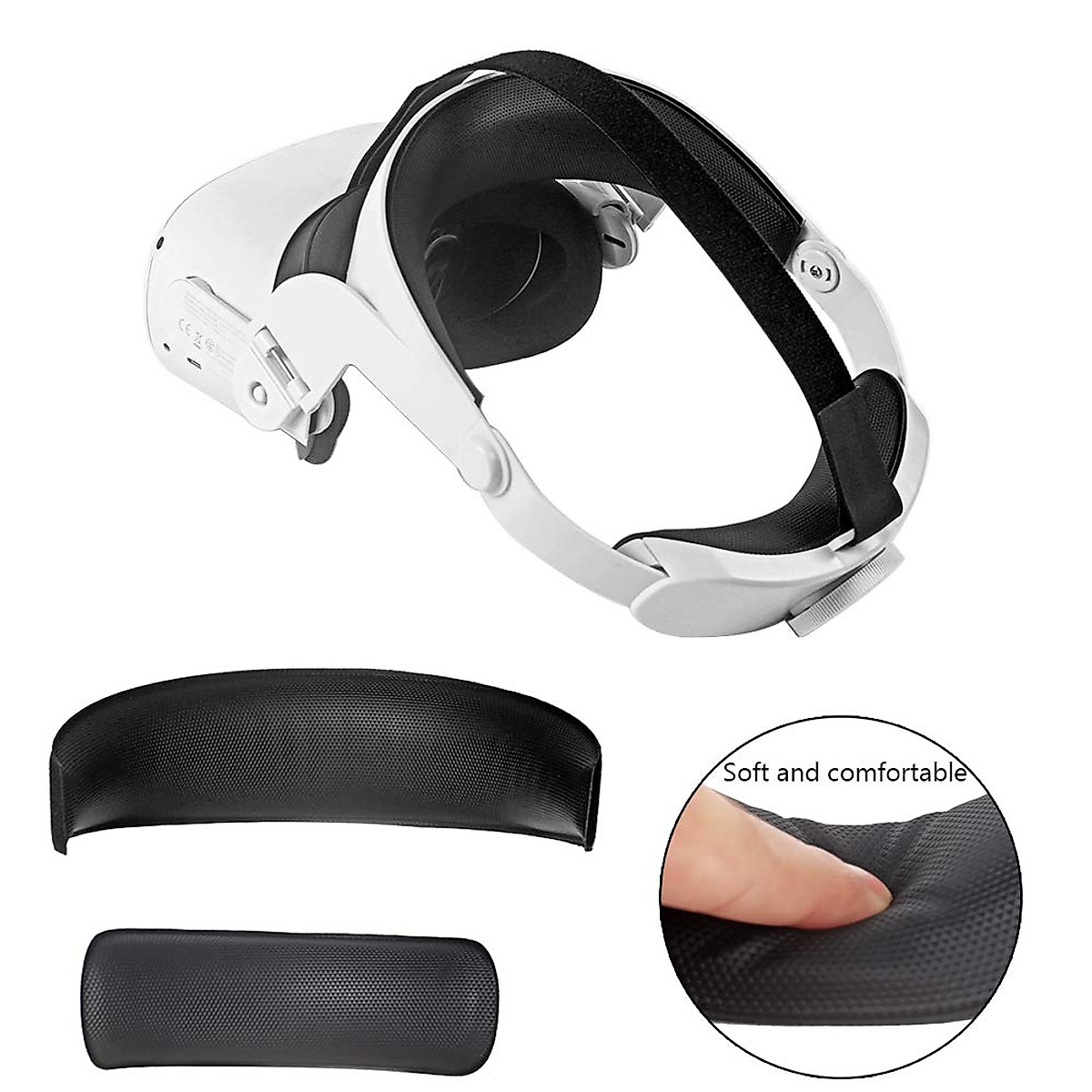 Adjustable Head Strap Headband Compatible for Oculus Quest 2 with Head Cushion Replace Elite Strap Maintain Balance and Reduce Head Pressure