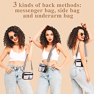 HULISEN Clear Crossbody Bag Stadium Approved, Clear Purse for Women Men, Transparent Messenger Shoulder Handbag for Concert, Travel, Work, Sports (Leopard)