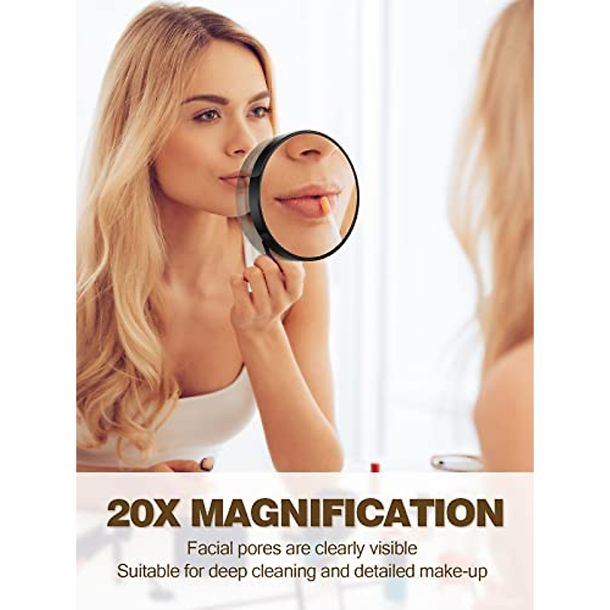 Macaki 20X Magnifying Mirror with 2 Suction Cups, 3.5 inches Magnified Makeup Mirror and Slant Tweezers,1PCS