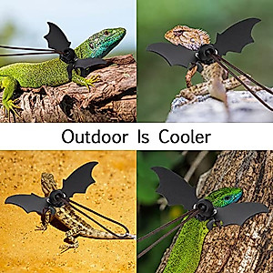 cobee Bearded Dragon Harness and Leash, 3 Pcs Adjustable Lizard Leashes, Soft Leather Reptile Lizard Leash with Cool Wings for Iguana Gecko Chameleon Amphibians Rat Small Pet Animals