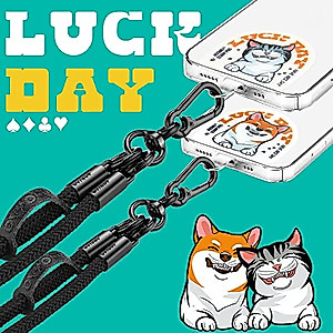Cell Phone Lanyard, Universal Adjustable Detachable Nylon Crossbody Lanyard,Necklace Lanyard & Wrist Strap with Phone Patch for All Smartphones-7mm Thick (Black, 120cm)