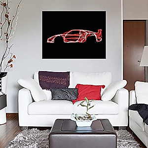 Fine Art Canvas Ferrari F40 Canvas Print by Artist Octavian Mielu for Living Room, Bedroom, Bathroom, Kitchen, Office, Bar, Dining & Guest Room - Ready to Hang - 32 in x 24 in