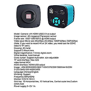 48MP 4K 1080P HDMI USB HD Industrial Video Digital Microscope Camera C Mount Lens LED Ring Light Electronics Soldering Repair (20-130x)