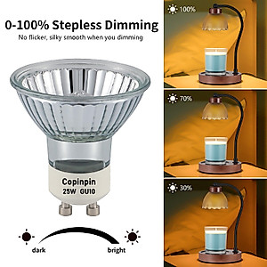 copinpin GU10 Light Bulb 120V 25W 6pcs Candle Warmer, Dimmable Replacement for Candle Warmer Wax Burner Track Light Bulbs, Range Hood Light Bulbs White Light Pack of 6