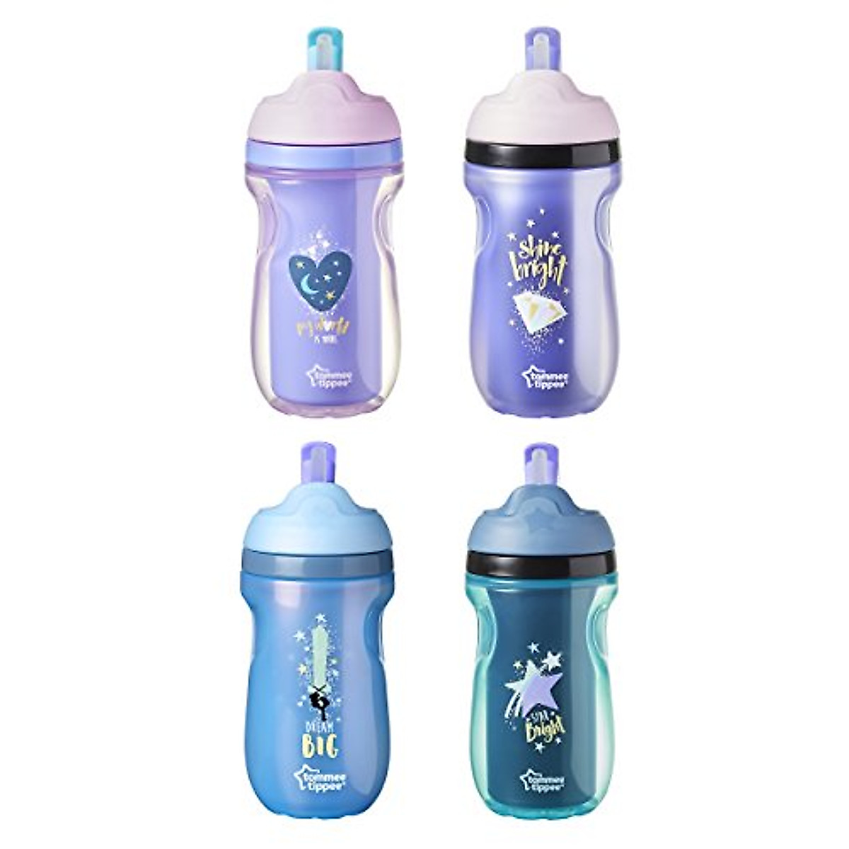 Tommee Tippee Insulated Toddler Straw Sippy Cup, 9-Ounce, 12+ Months – 2 Count (Colors Will Vary)