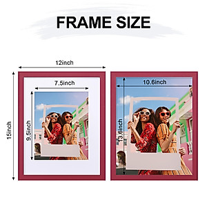Vittanly 11x14 Picture Frame, Engineered Wood with Shatter Resistant Plexiglass, Display Pictures 8x10 with Mat or 11x14 without Mat, Poster Frame for Wall or Table Top Display, Red, 1 Pack