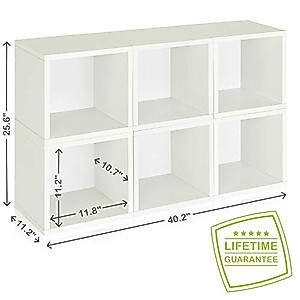 Way Basics Cubby Shelf Bookshelf Set of 6 (Tool-Free Assembly and Uniquely Crafted from Sustainable Non Toxic zBoard Paperboard), White