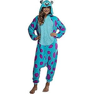 Disney Monsters Inc. Adult Sulley Kigurumi Sherpa Fleece Cosplay Costume One Piece Union Suit (2X/3X) Blue