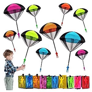 SUPRBIRD Parachute Toys for Kids, 10 Pcs Tangle Free Throwing Toy Parachute, Outdoor Flying Parachute Men Toy, Army Soldiers Guys Toy, No Battery Throwing Hand Toy for Kids Party Favor