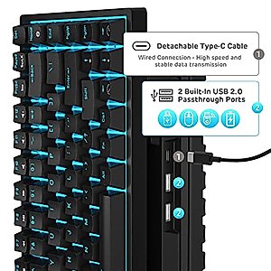 RK ROYAL KLUDGE RK84 Wireless Blue Backlit 75% Triple Mode BT5.0/2.4G/USB-C Hot Swappable Mechanical Keyboard, 84 Keys Tenkeyless Mechanical Keyboard w/Programmable Software, Brown Switch