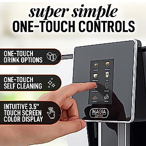 Zulay Kitchen Magia AMPRO Automatic Espresso Machine with Grinder & Milk Frother - Fully Automatic Coffee Machine with Touch Screen, 4 Customizable Recipes - Coffee Maker with Grinder Built In