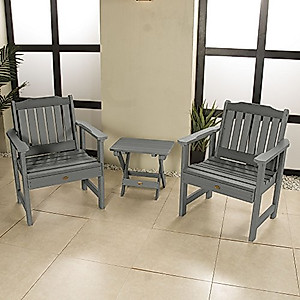 Highwood AD-KITCHGL1-CGE Lehigh (2) Garden Chairs with Folding Side Table, Coastal Teak