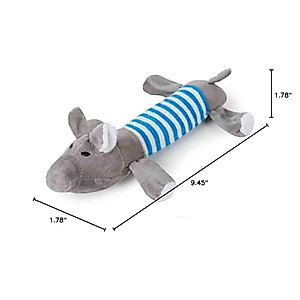 HongGun Dog Squeaky Toys, Durable Plush Dog Chew Toys Interactive Pet Squeaky Toys Pig, Duck, Elephant Do Toys for Small Dog Medium Dog Large Dog (Grey)