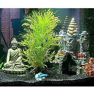 SLOCME Aquarium Large Buddha Statue Decorations - Aquarium Buddha Ornament with Hole for Betta Fish to Swim Through