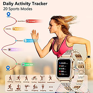 Small Smart Watch for Women with Diamonds (Answer/Make Call) - 1.57'' HD Screen Bluetooth Smartwatch for Android iOS, Waterproof Fitness Watch with Heart Rate/SpO2/Sleep/BP/AI Voice (Rose Gold)