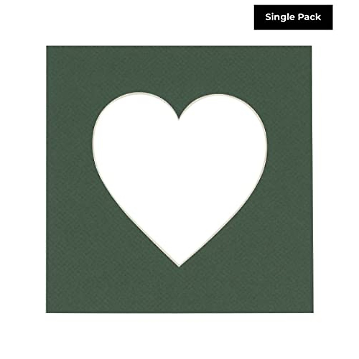 10x10 Mat Bevel Cut for 6x6 Photos - Precut Hunter Green Heart Shaped Photo Mat Board Opening - Acid Free Matte to Protect Your Pictures - Bevel Cut for Family Photos, Pack of 1 Matboard Show Kit With