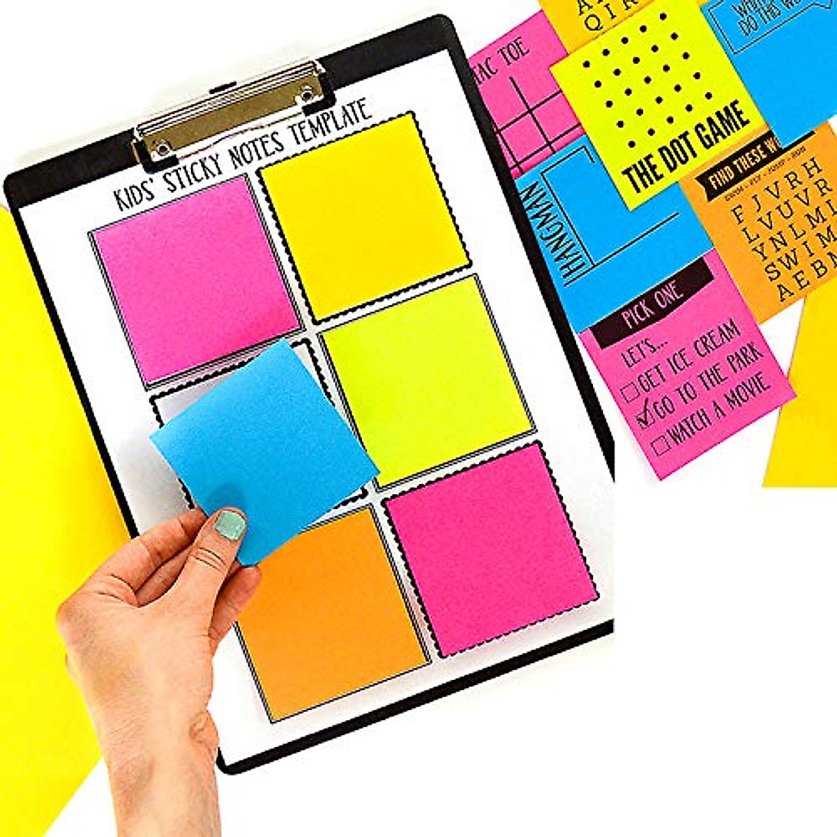 Sticky Notes 3x3, 6 Color Bright Colorful Sticky Pad, 6 Pads/Pack, 100 Sheets/Pad, Self-Sticky Note Pads (Yellow, Green, Blue, Orange, Pink, Rose)
