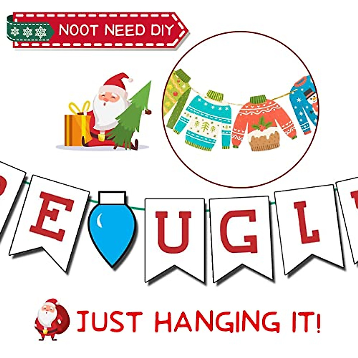 Funnlot Ugly Sweater Party Banner Not Need DIY Tacky Sweater Decorations Ugly Sweater Party Supplies Eat Drink And Be Ugly Banner Tacky Christmas Sweater Garland For Wintertime Holiday Office