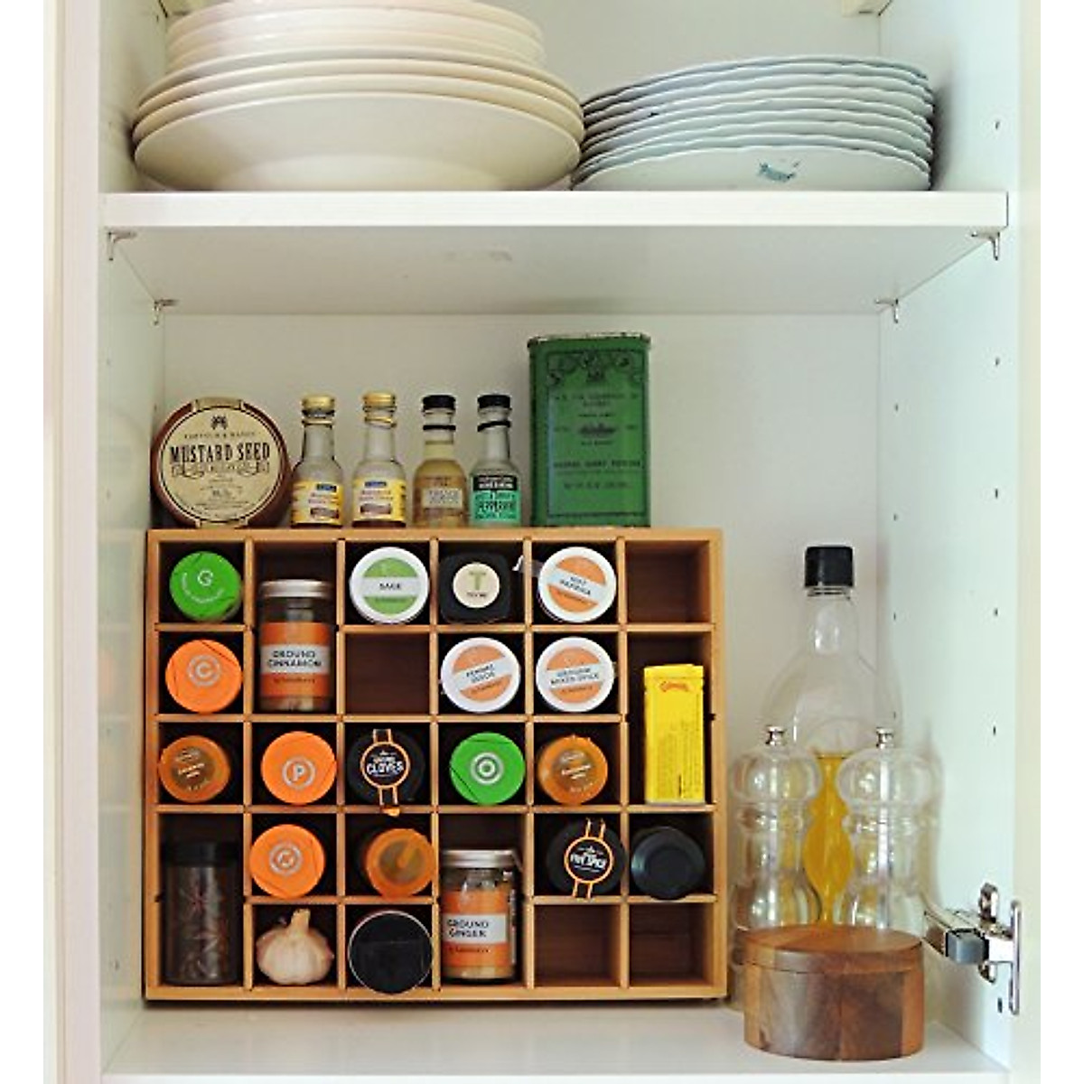 Cookbook People Multikeep Adjustable Shelf - Spice Rack, Floating Shelf, Figurine Shelf, Shadow Box or Drawer Organizer - for Wall Mount, Counter Top, Cabinet or Drawers - Bamboo Wood