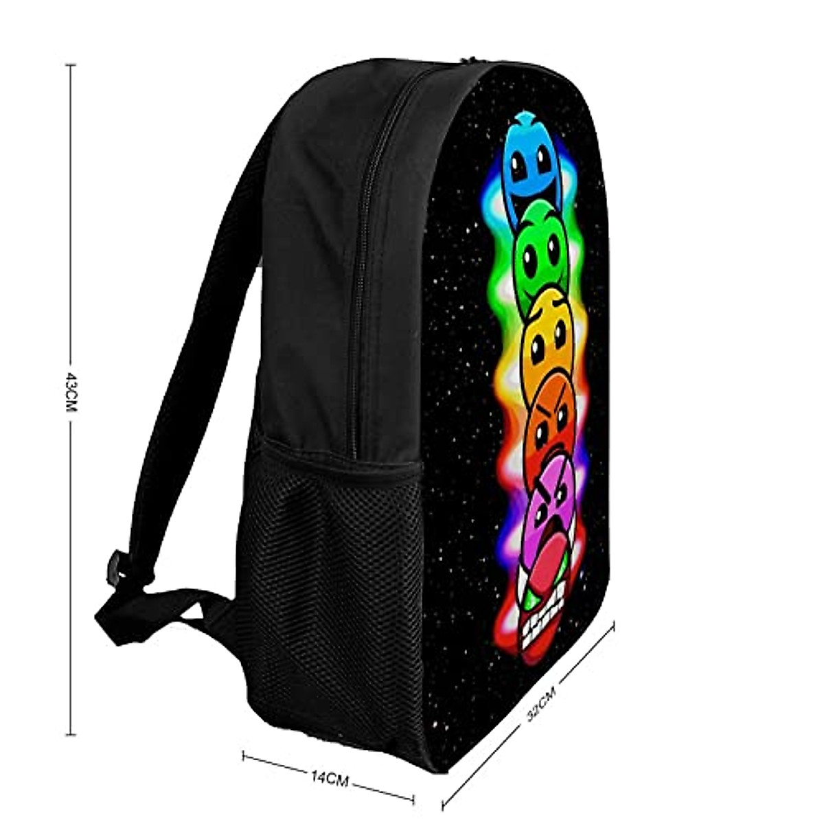 ONBJKPLG Geometry Dash Anime Backpack 17 Inch Cute Funny Bookbag Casual Laptop Daypack for Travel Picnic Camping