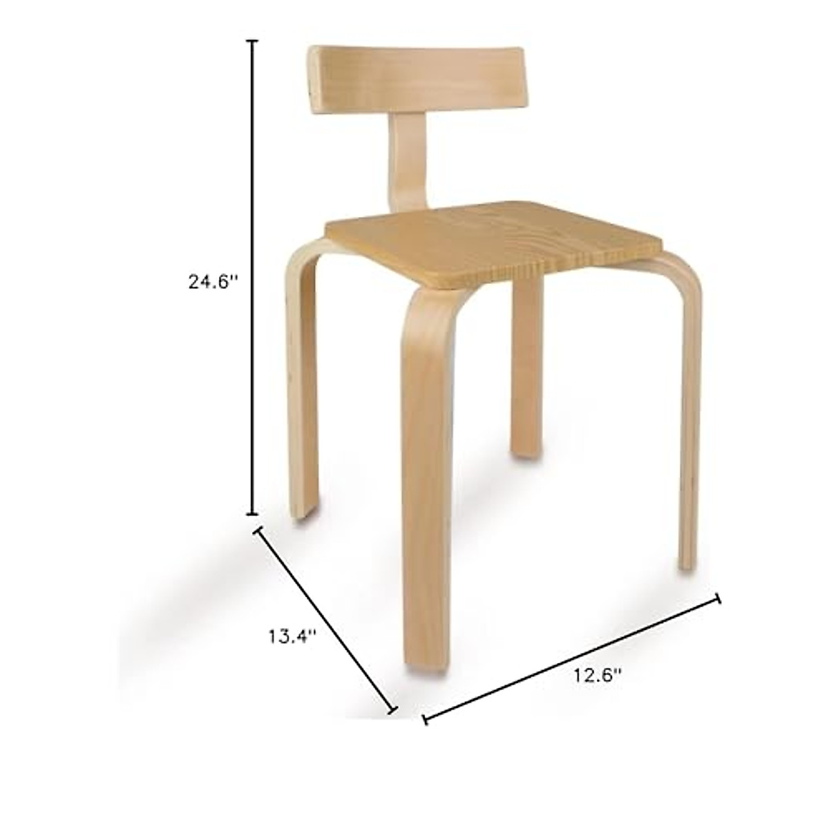 KVIPY Wooden Kids Chair, Bentwood Stool with Curved Backrest, 16inch Solid Hardwood Chair, Stackable, for Dinning, Kitchen, Home, Garden, Living, Preschool and Kindergarten