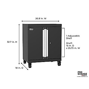ClosetMaid ProGarage Garage Storage Base Cabinets & Workbench Top 3-Piece Set, Custom, Durable, Adjustable, Steel Construction, Black