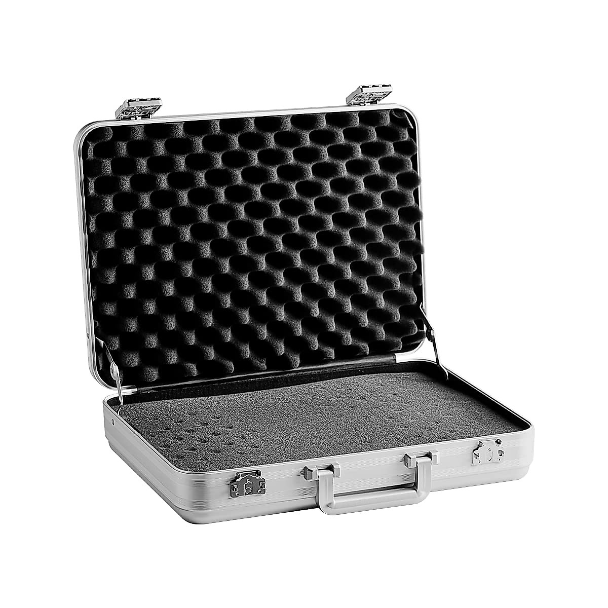 urecimy Silver 18.1X13.8X4.5 Inch Diplomatic Metal Briefcase Aluminum Toolbox Cash Case 18 Inch Laptop Briefcase Hardsided