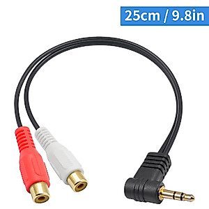 Poyiccot 3.5mm to RCA Cable, 3.5mm to 2RCA Female Audio Cable, RCA to Aux Cable Hi-Fi Sound RCA Stereo Audio Cord Gold Plated RCA Y Splitter Cable for MP3 Tablet Computer Speaker 25cm/0.8ft