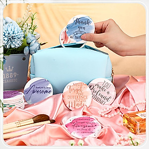 Kigley 50 Pcs Employee Appreciation Gifts Inspirational Compact Mirrors Bulk Round Pocket Mirror for Women Portable Makeup Mini Mirror for Teachers Coworker Secretaries Nurse Students