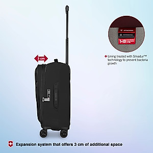 Victorinox Crosslight Frequent Flyer Plus Softside Carry-On - Lightweight Rolling Suitcase for Travel Essentials - Expandable Luggage with Foldable Organizer - 46 Liter, Black
