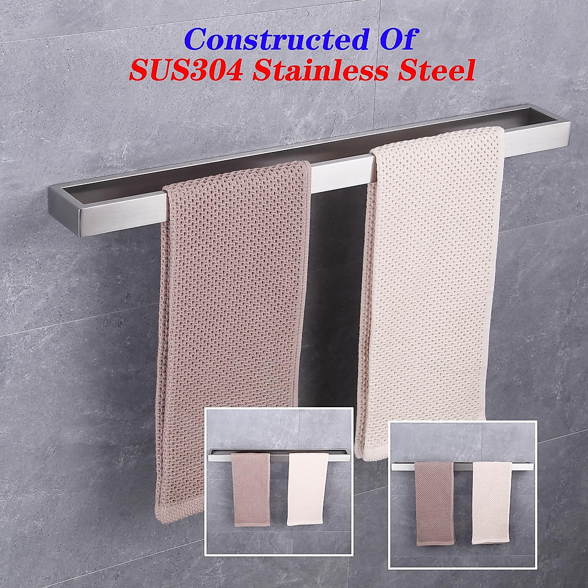 GERZWY 36-Inch Bathroom Towel Bar Stainless Steel Bath Towel Bar Modern Style Wall Mount Brushed Finish HG17703-LS