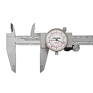 Accusize Industrial Tools 8''/200 mm by 0.001''/0.02 mm Dual Needle Precision Dial Caliper Stainless Steel in Fitted Case, Imperial/Metric, P920-S238