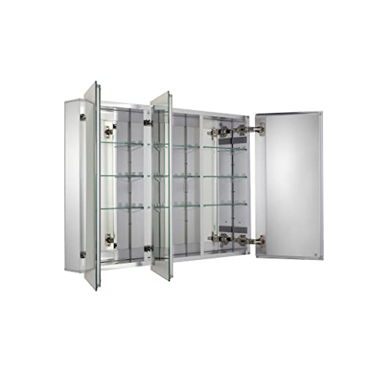 Croydex Brantley Tri-View Recessed or Surface Mount, Hang 'n' Lock Easy Installation Medicine Cabinet, 36W x 26H, Aluminum