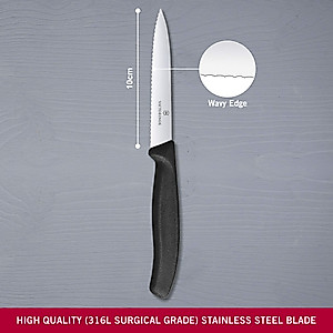 Victorinox VIC-6.7733 Swiss Classic Paring 4" Serrated Spear Point Blade 5/8" Width at Handle Black