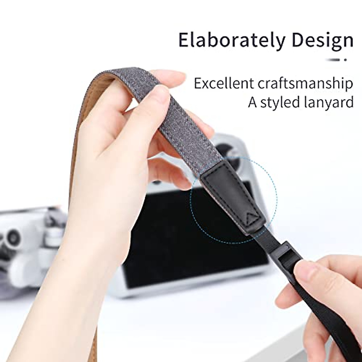 SEASKY Neck Lanyard Strap for DJI Mini 3 Pro/Mavic 3 Classic Cine DJI RC/DJI RC Pro Smart controller Accessories Mavic 2 pro Air 2S Drone Neck Shoulder Tape Tapes band (Dark Grey Double Layer)